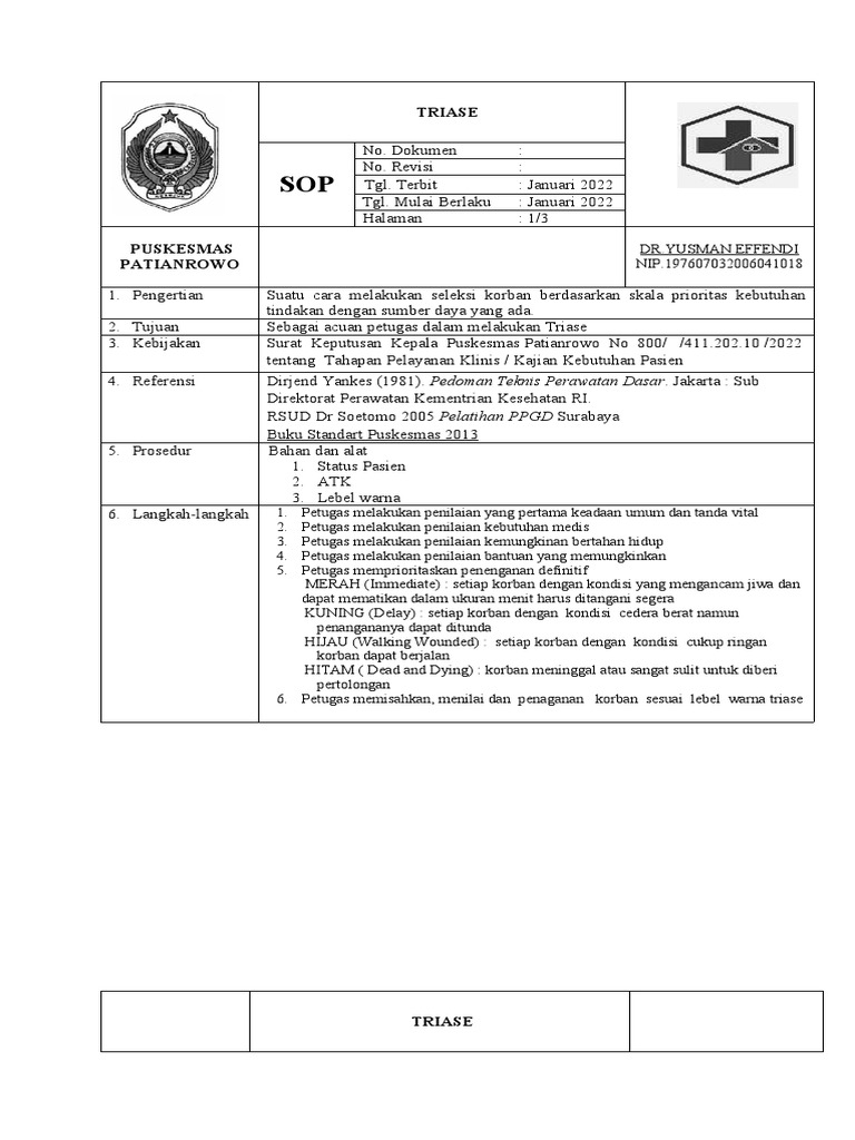 SOP TRIASE (Repaired) | PDF