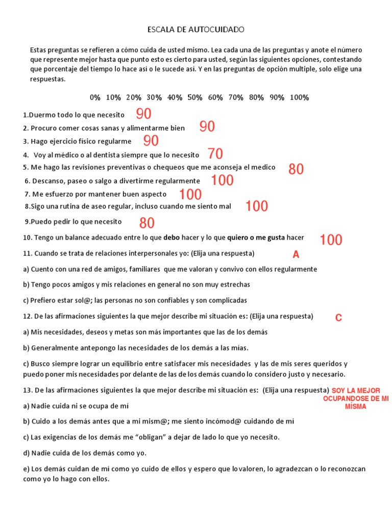 Escala de Autocuidado | PDF