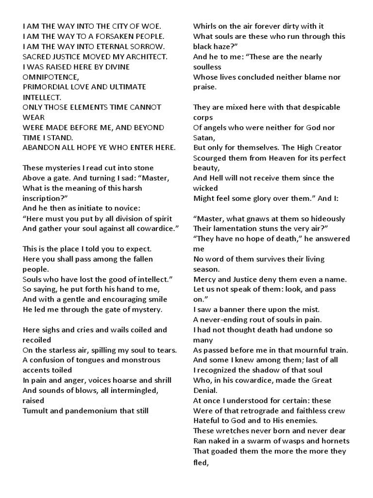 Dante's Inferno: Canto III Analysis | PDF | Mythology | Theology
