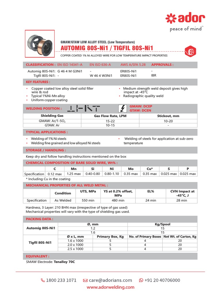 AUTOMIG-80S-Ni1_-TIGFIL-80S-Ni1 (1) | PDF | Construction | Welding