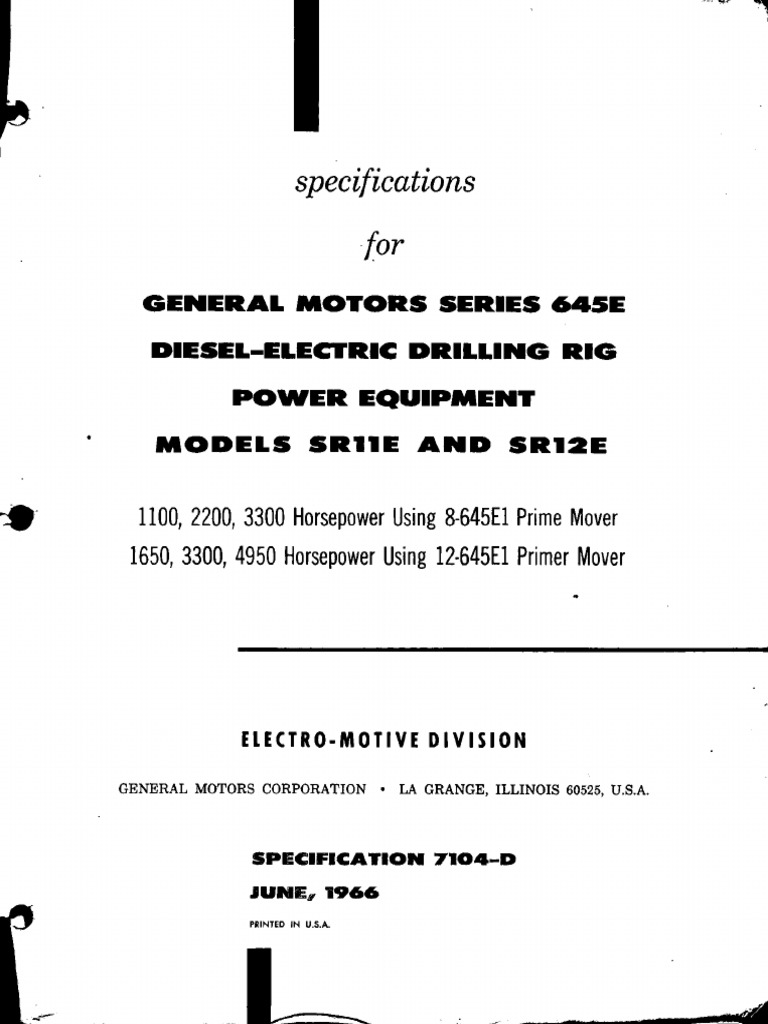 EMD - 8-645-E1 Especifications Drilling Ring Power Equipment | PDF