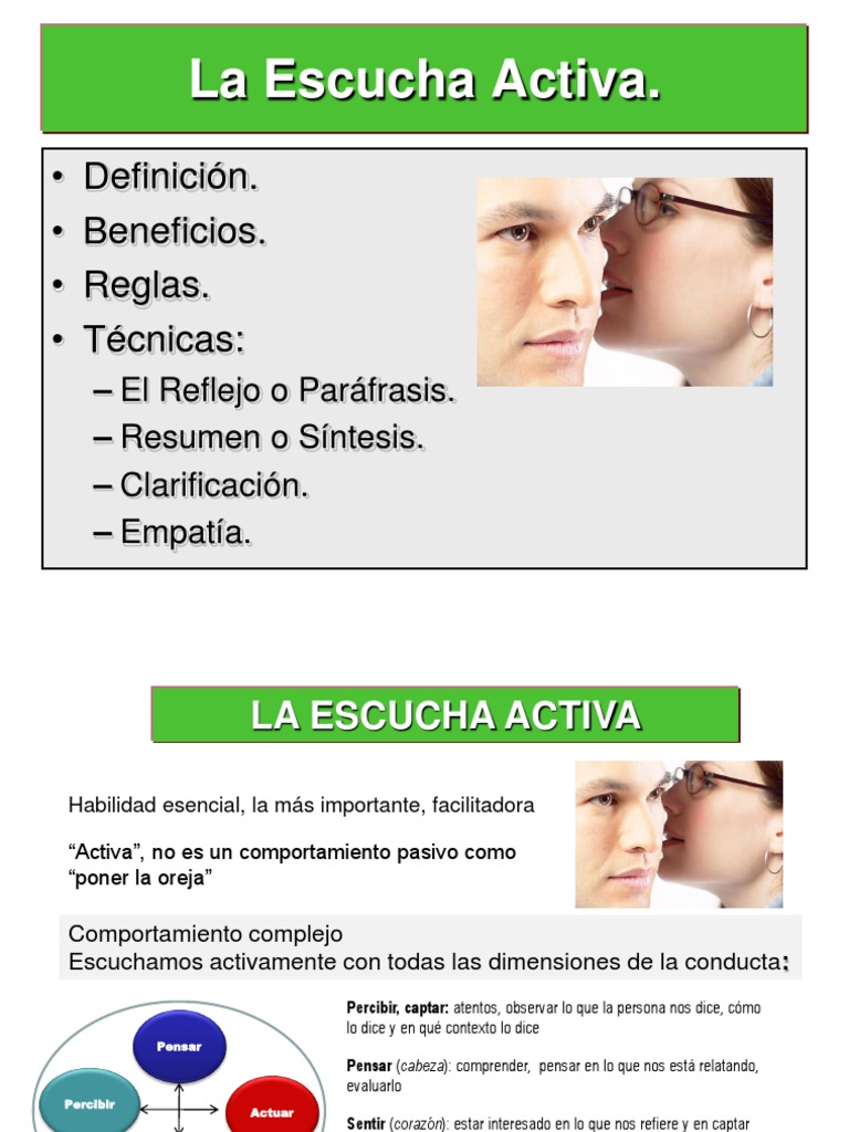 Beneficios y Técnicas de Escucha Activa | PDF | Comportamiento | Percepción