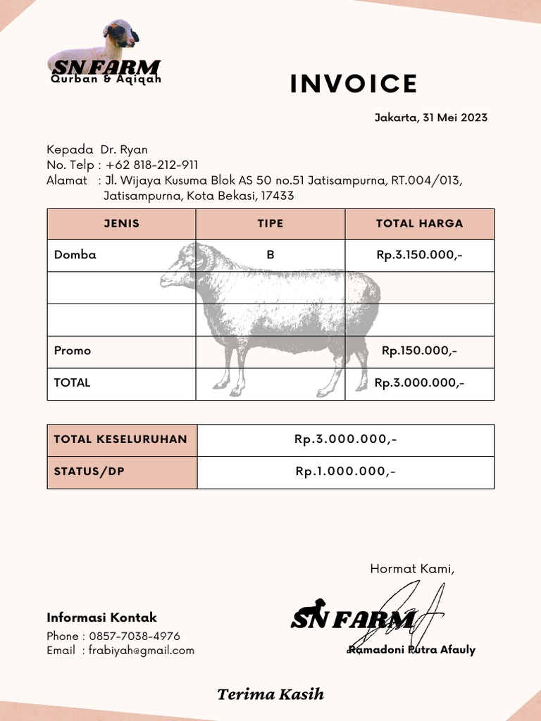 Kwitansi Pembelian Hewan Qurban | PDF