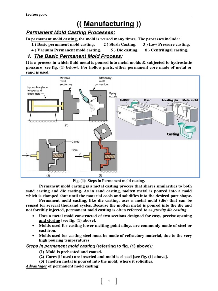 ( (Manufacturing) ) : Permanent Mold Casting Processes | PDF | Casting (Metalworking) | Chemistry
