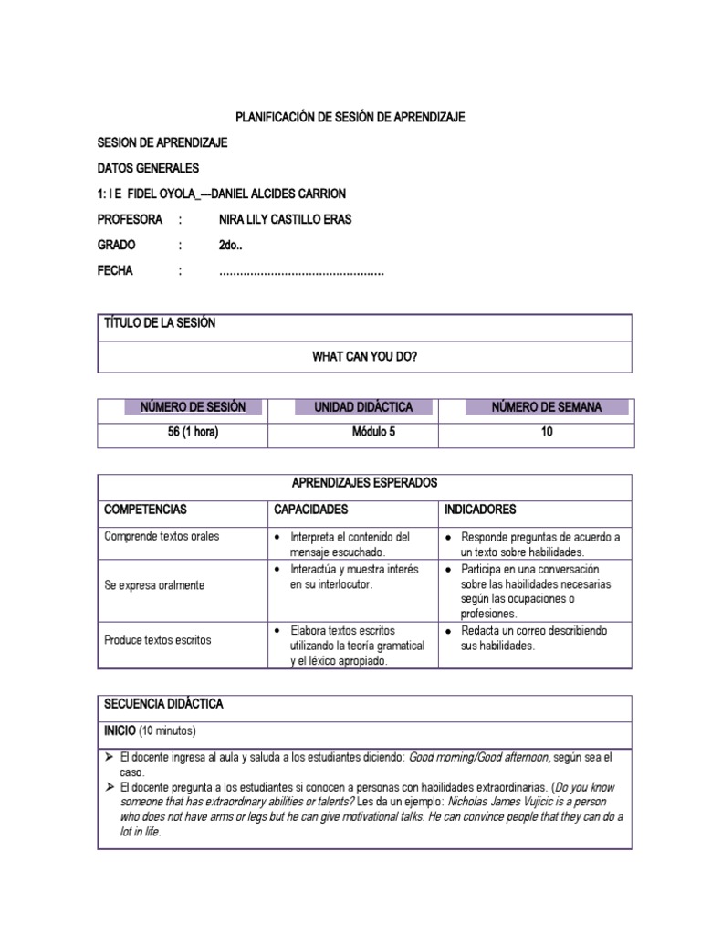 Sesion Aprendizaje 2do Grado | PDF