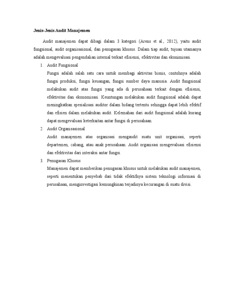 Jenis Audit Manajemen | PDF | Karier & Perkembangan
