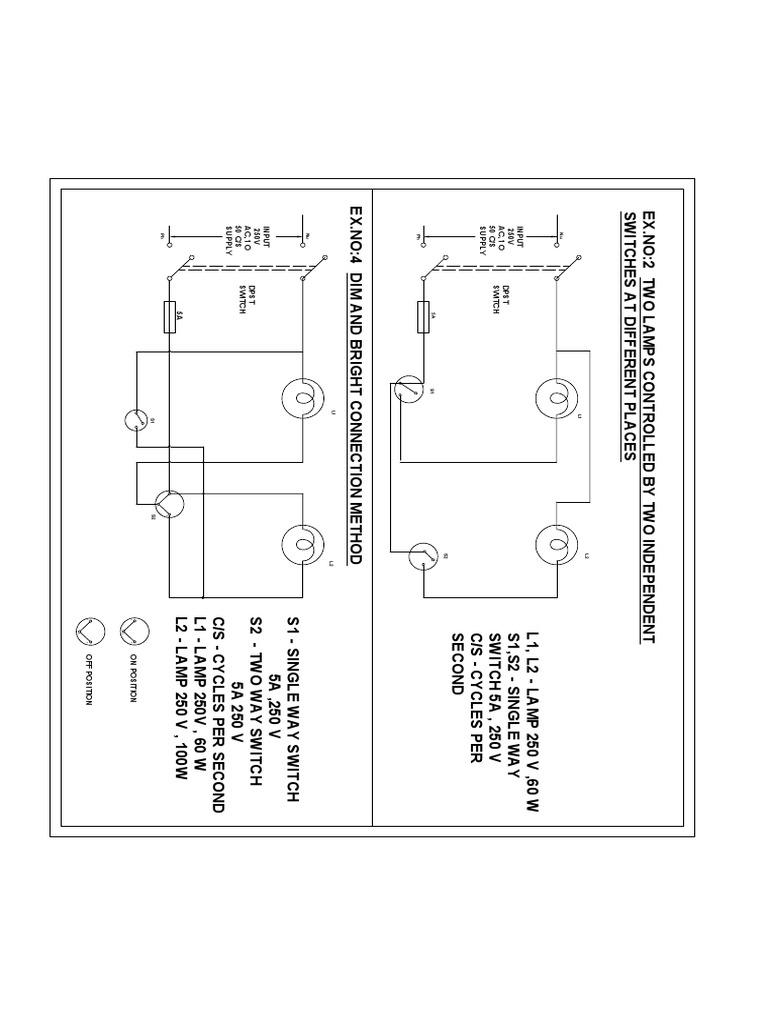 EEE Lab Practical Diagram DWG EX - No. 2 &4 | PDF