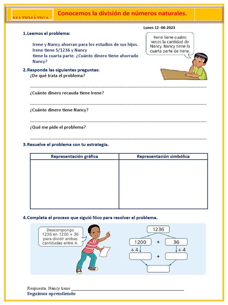 DÍa 12 Junio Ficha Mat Conocemos La División De Números Naturales Pdf 7279