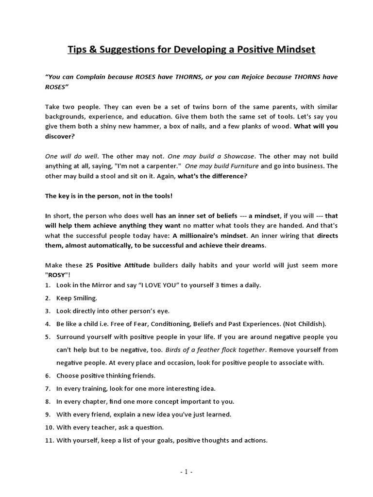 A6-Developing Positive Attitude - Tips - Suggestions | PDF | Thought ... A6-Developing Positive Attitude - Tips - Suggestions | PDF | Thought ...