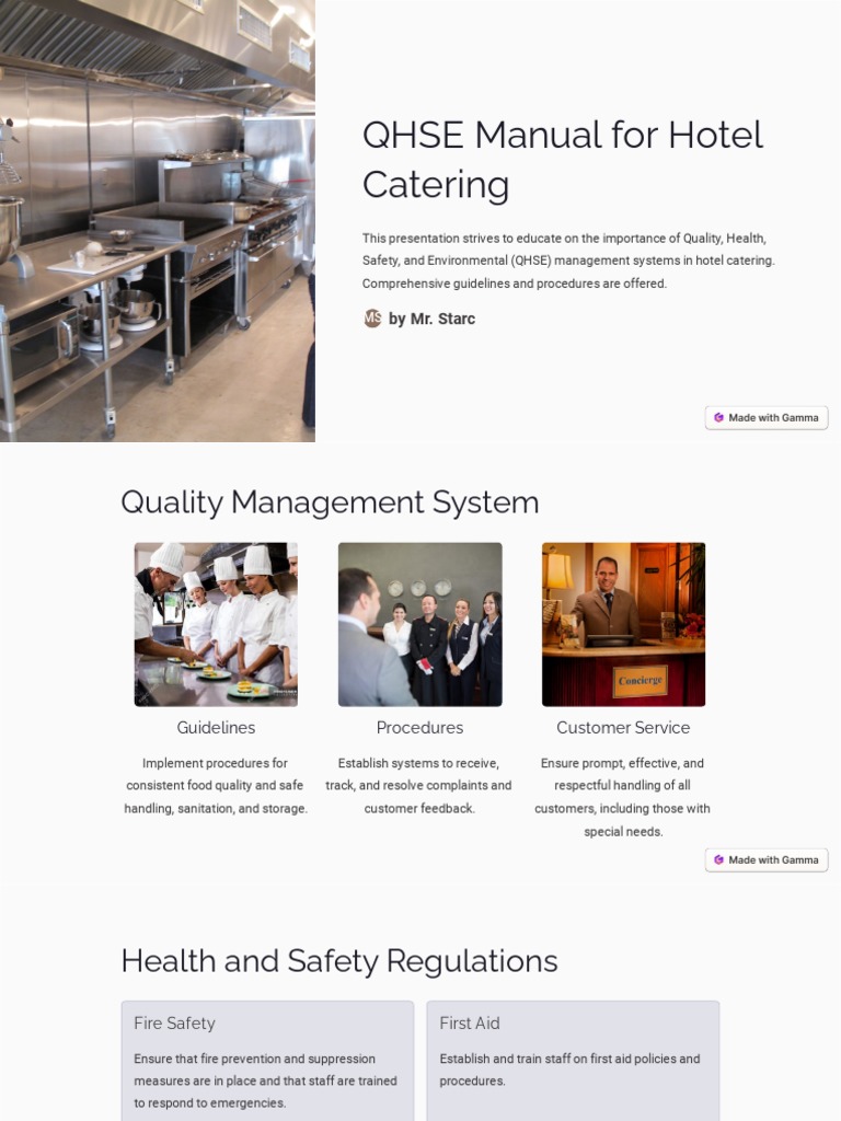 QHSE Manual For Hotel Catering | PDF | Energy Conservation | Economy ...