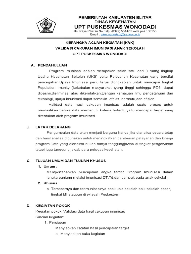 Validasi Imunisasi Anak Sekolah Blitar | PDF