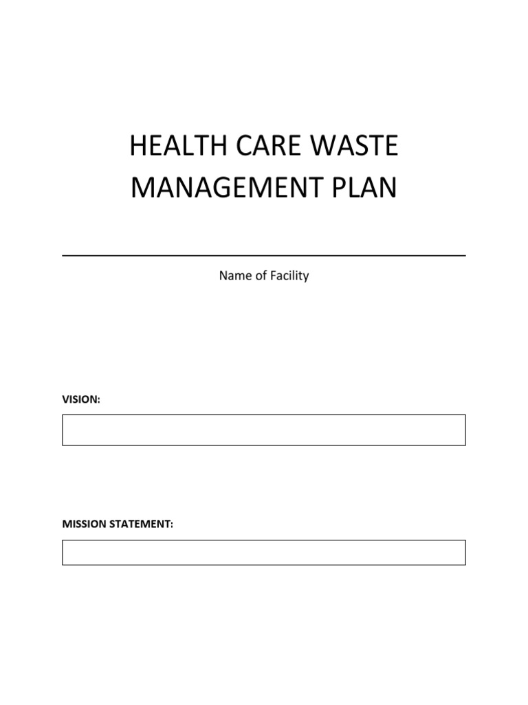 Health Care Waste Management Plan Template | PDF | Waste | Waste Management