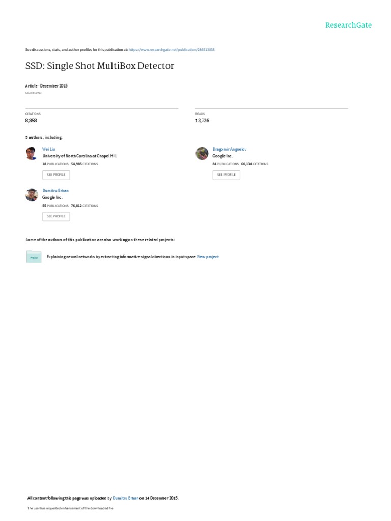 Ssd Single Shot Multibox Detector Pdf Image Segmentation Artificial Neural Network