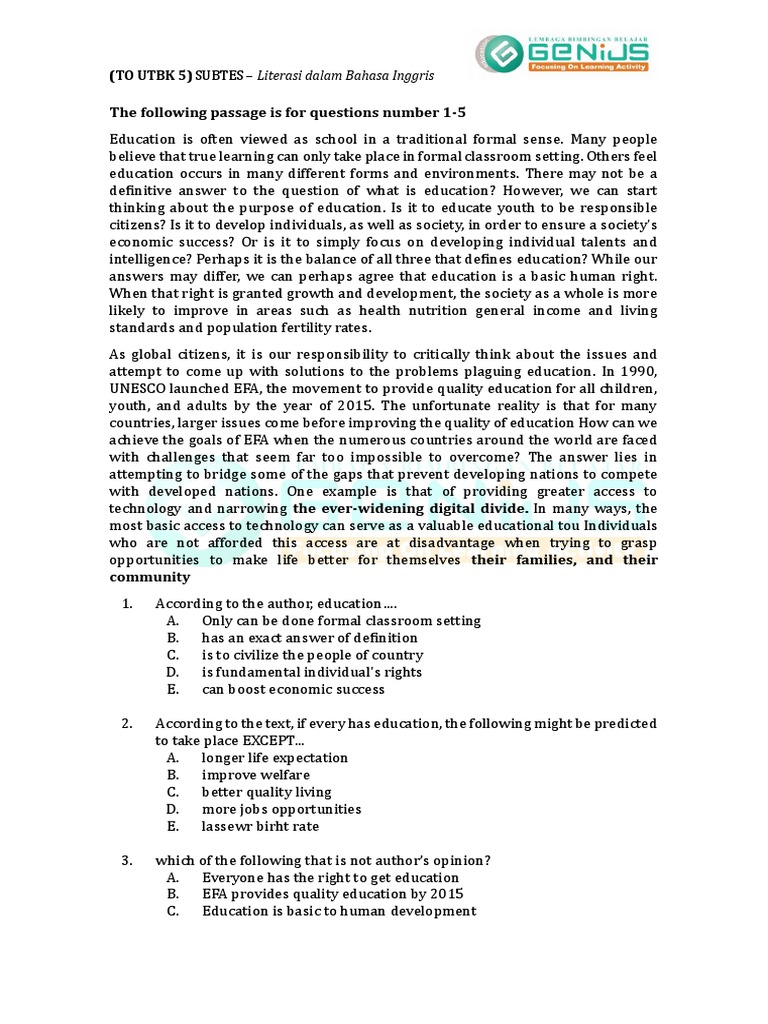 Soal Literasi Bing (Utbk 5) | PDF | Earth | Nature