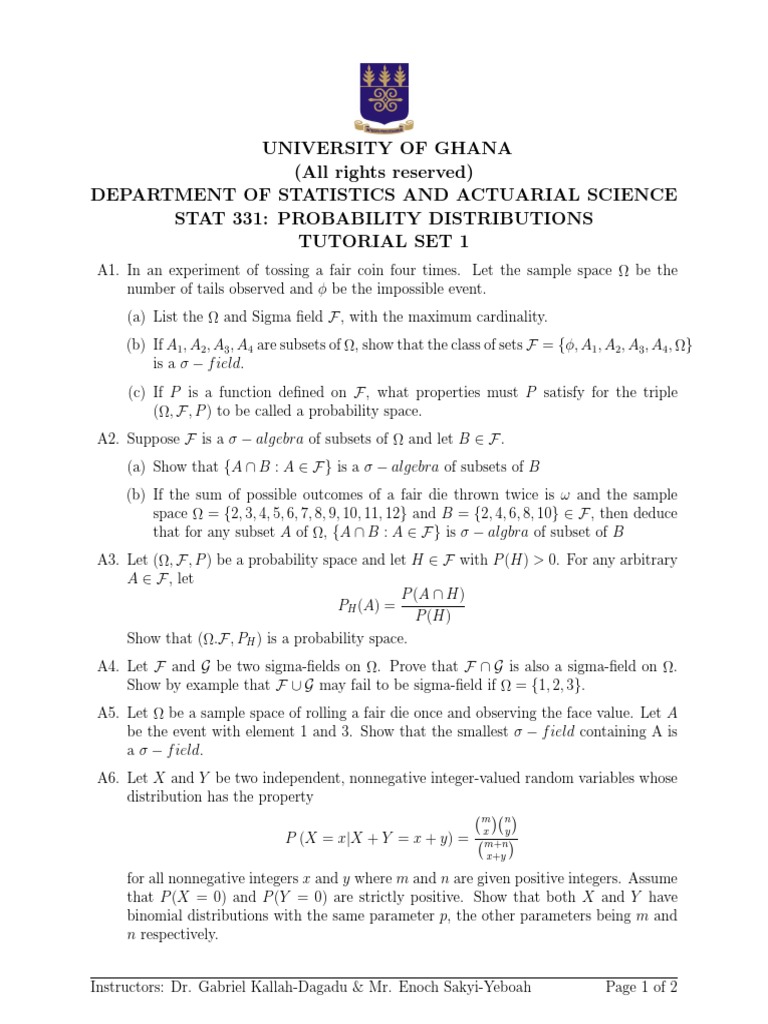 Stat 331 Tutorial Set | PDF | Mathematical Concepts | Mathematical Analysis Stat 331 Tutorial Set | PDF | Mathematical Concepts | Mathematical Analysis