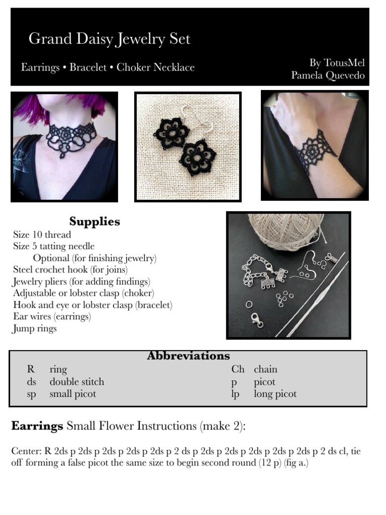 Grand Daisy Jewelry Patternfinal | PDF | Tatting