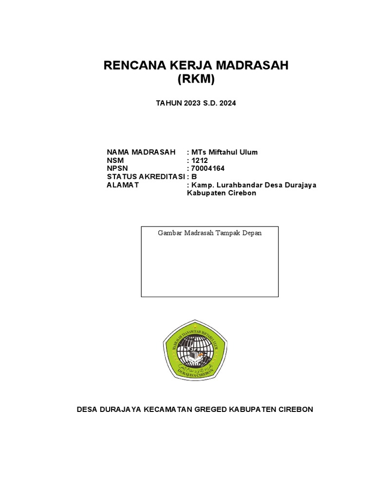 Rencana Kerja Madrasah RKM | PDF