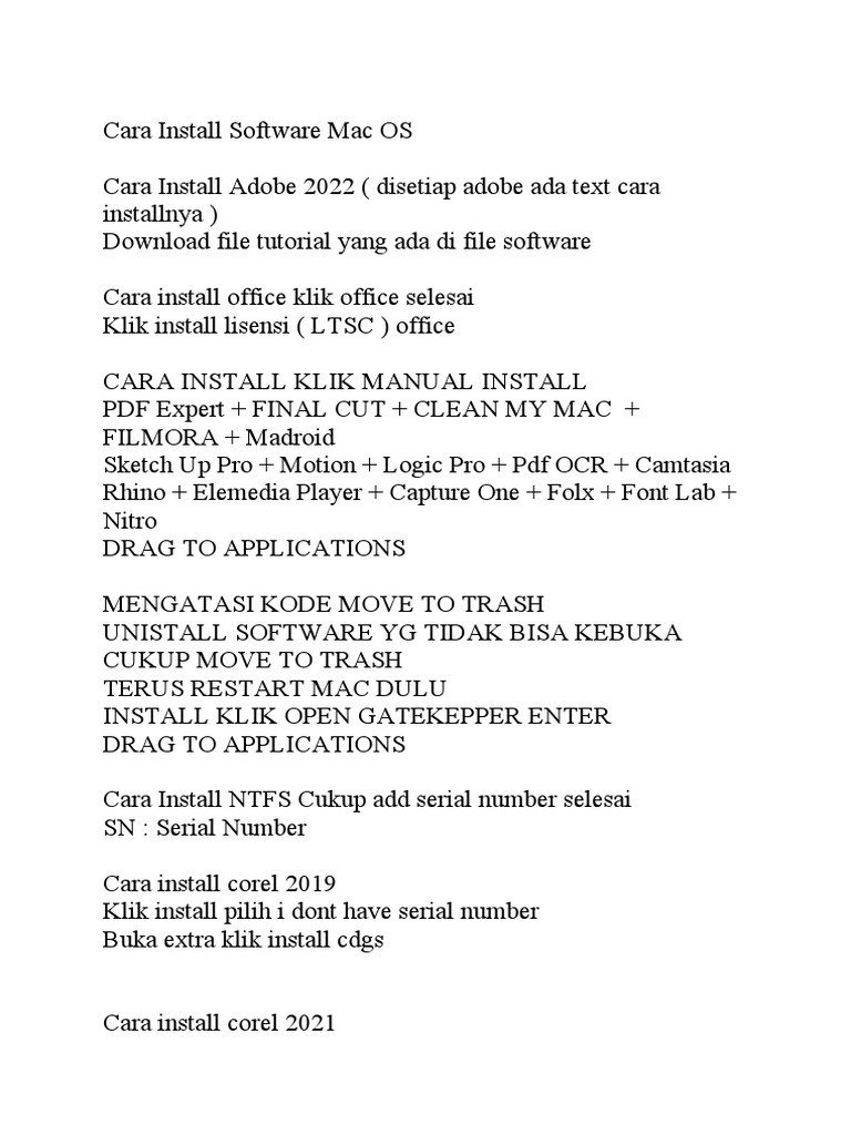 1. CARA INSTALL SOFTWARE MAC OS | PDF