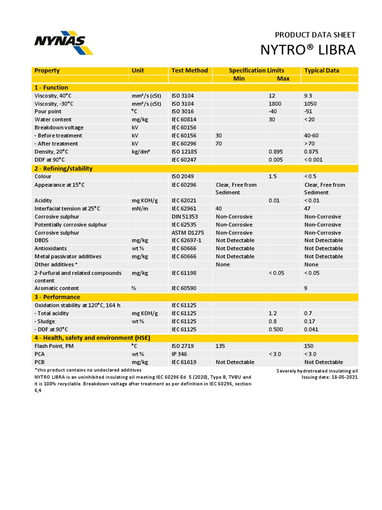 Data Sheet Oli Trafo Non PCB | PDF | Viscosity | Physical Sciences