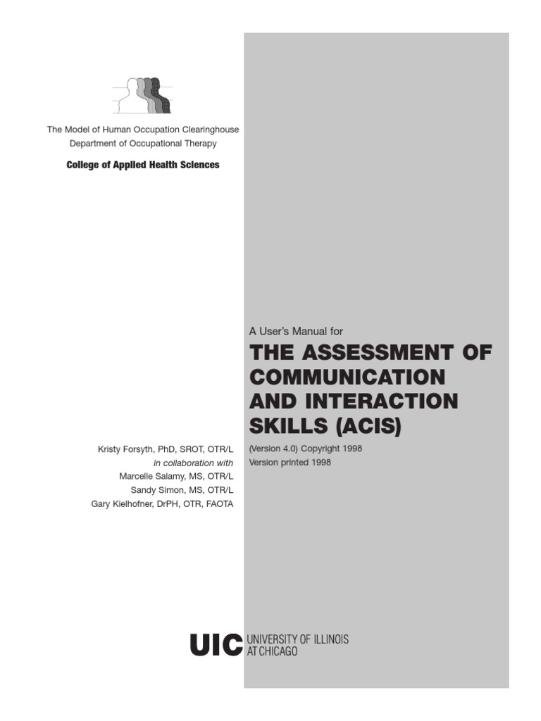 Acis Manual | PDF | Communication | Behavior