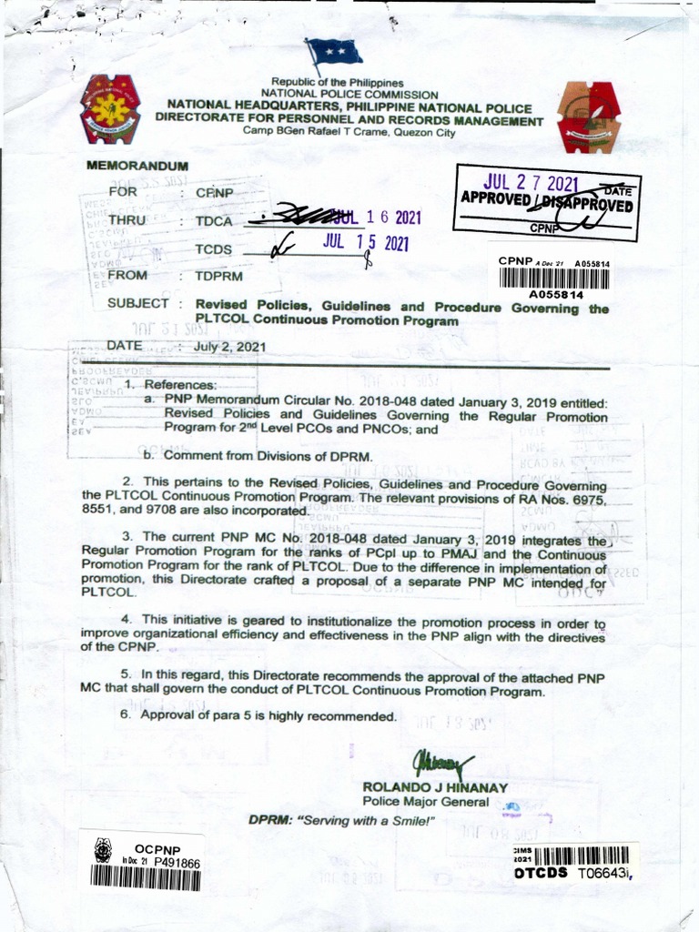 MC No. 2021 108 DTD Jul 27 2021 | PDF | Police | Policy