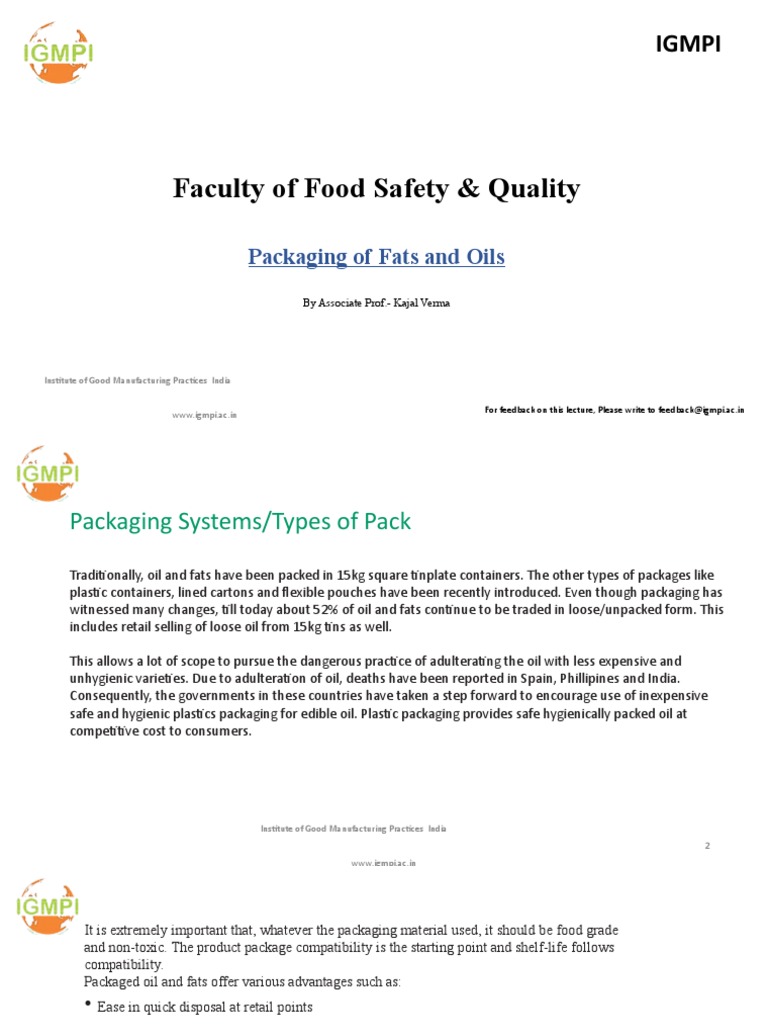 Packaging of Fats and Oil | PDF | Polyethylene | Nylon
