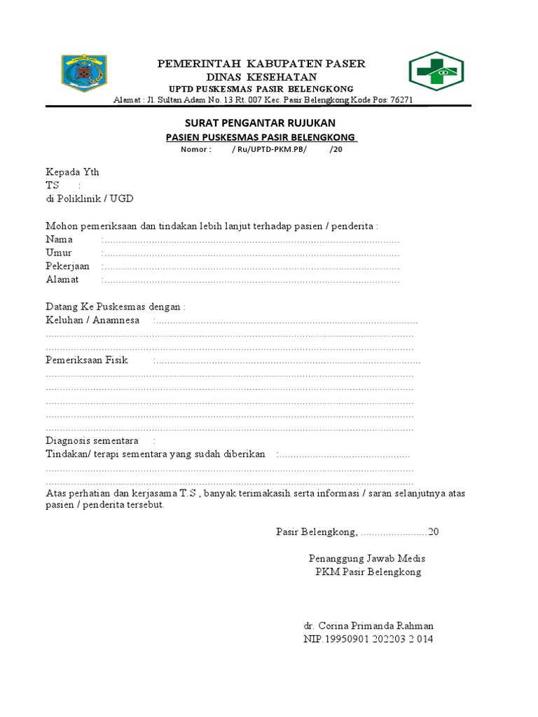 Surat Pengantar Rujukan | PDF