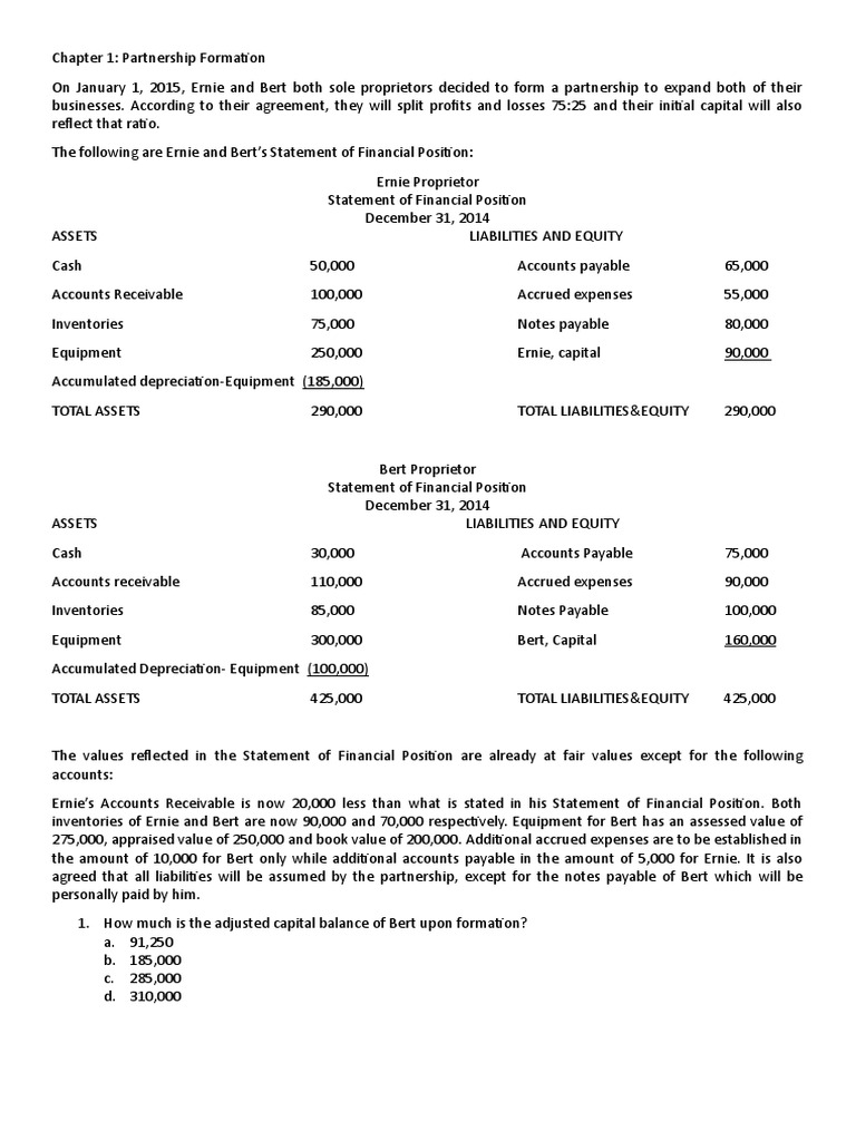 Partnership Formation | PDF | Balance Sheet | Partnership
