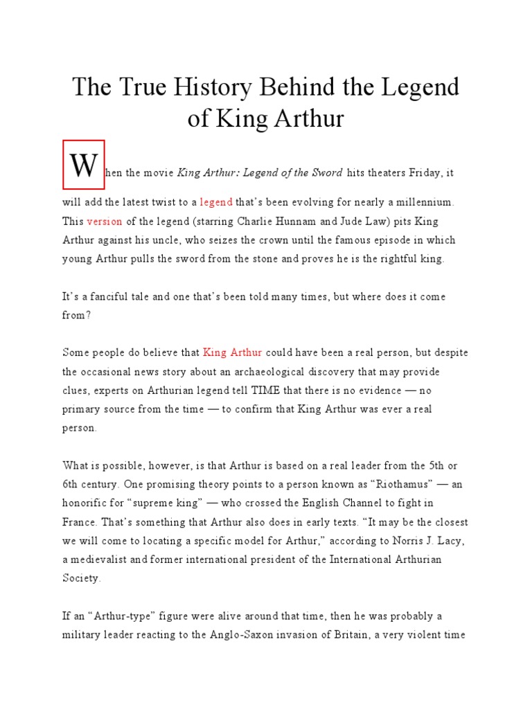 The True History Behind The Legend of King Arthur | PDF | King Arthur ...