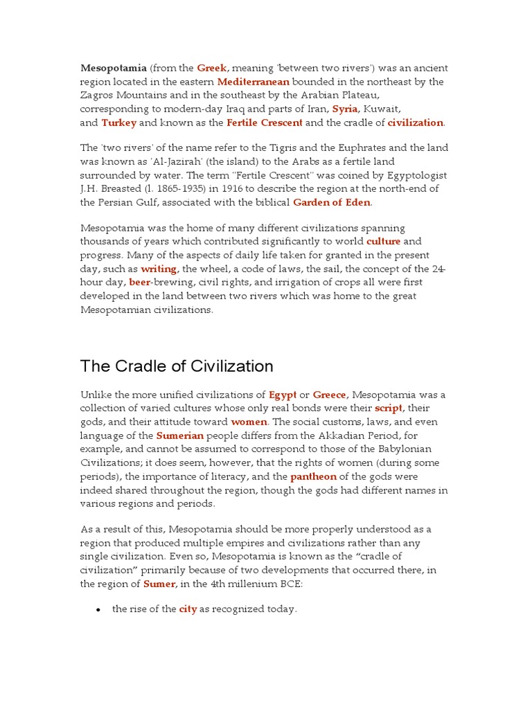 Mesopotamia: Cradle of Civilization | PDF | Mesopotamia | Sumer