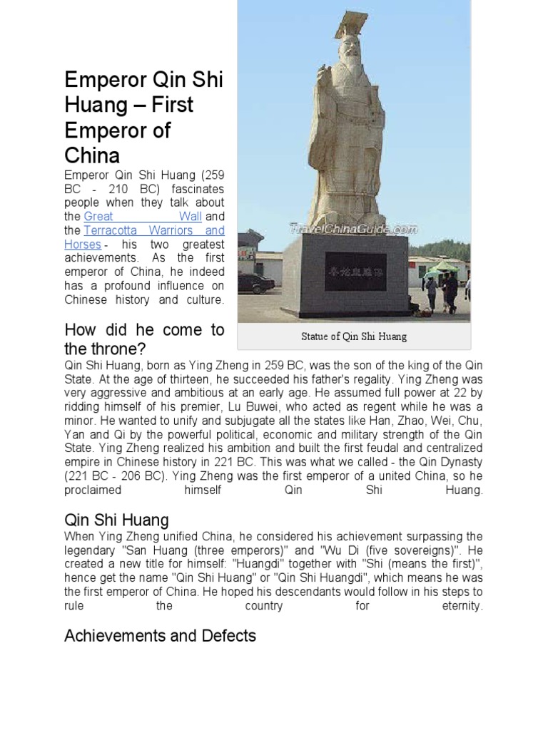 Emperor Qin Shi Huang | PDF | China | World Politics