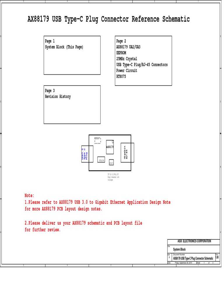 Ax88179 Usb Type-C Plug Connector Reference Schematic v100 | PDF ...