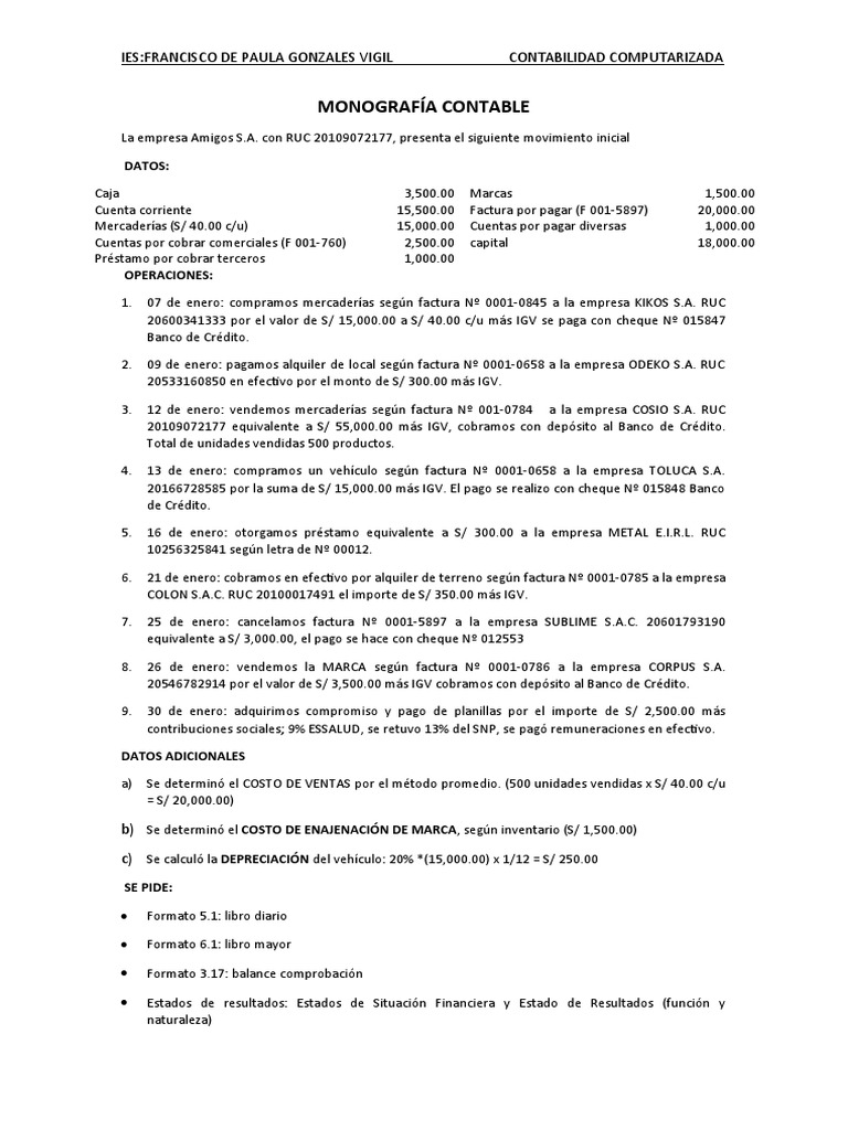 MONOGRAFÍA CONTABLE EXCEL-1 | PDF | Contabilidad | Bancos