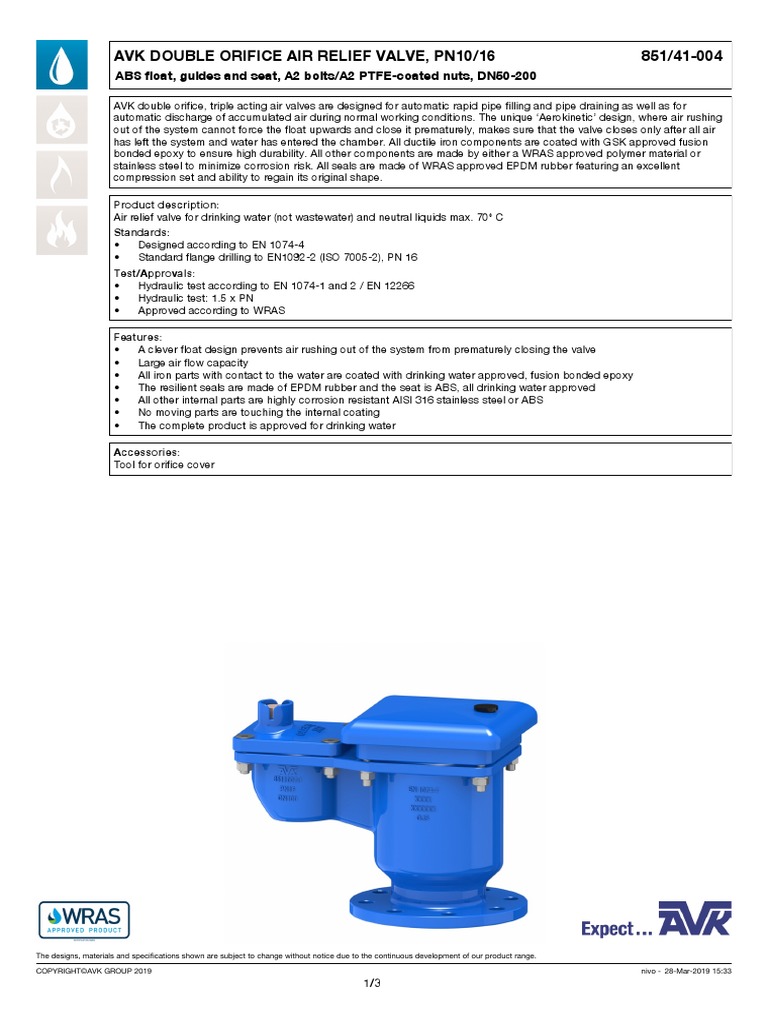 Avk Air Valve | PDF | Valve | Pipe (Fluid Conveyance)
