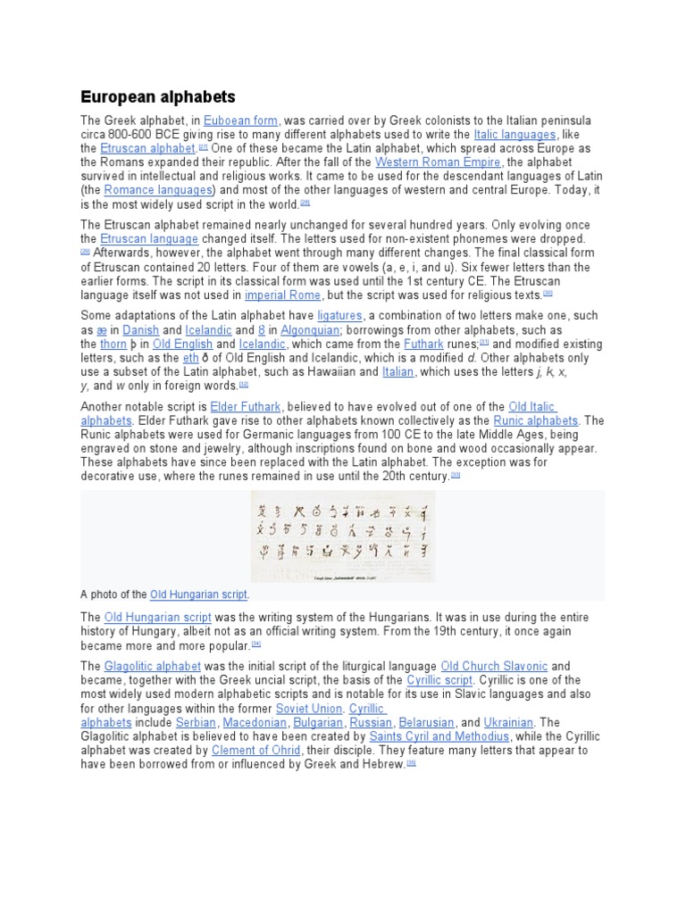 European Alphabets: Y, and W Only in Foreign Words | PDF | Alphabet | Runes