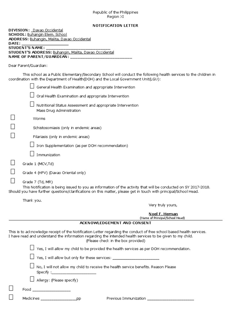 CONSENT LETTER FOR VACCINATION | PDF | Health Economics | Public Health