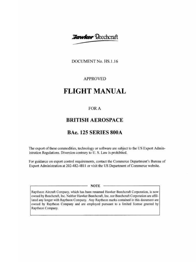 Hawker 800A AFM Sections 1 - 3 | PDF | Aviation | Transport