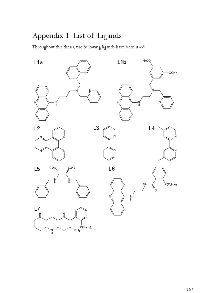 Appendix 1. List of Ligands: L1a L1b | PDF | Science & Mathematics