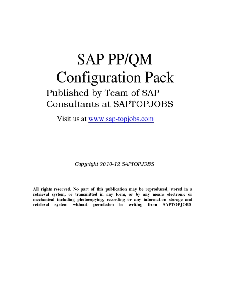 Sap Pp Qm Configuration Pack Pdf Cost Business