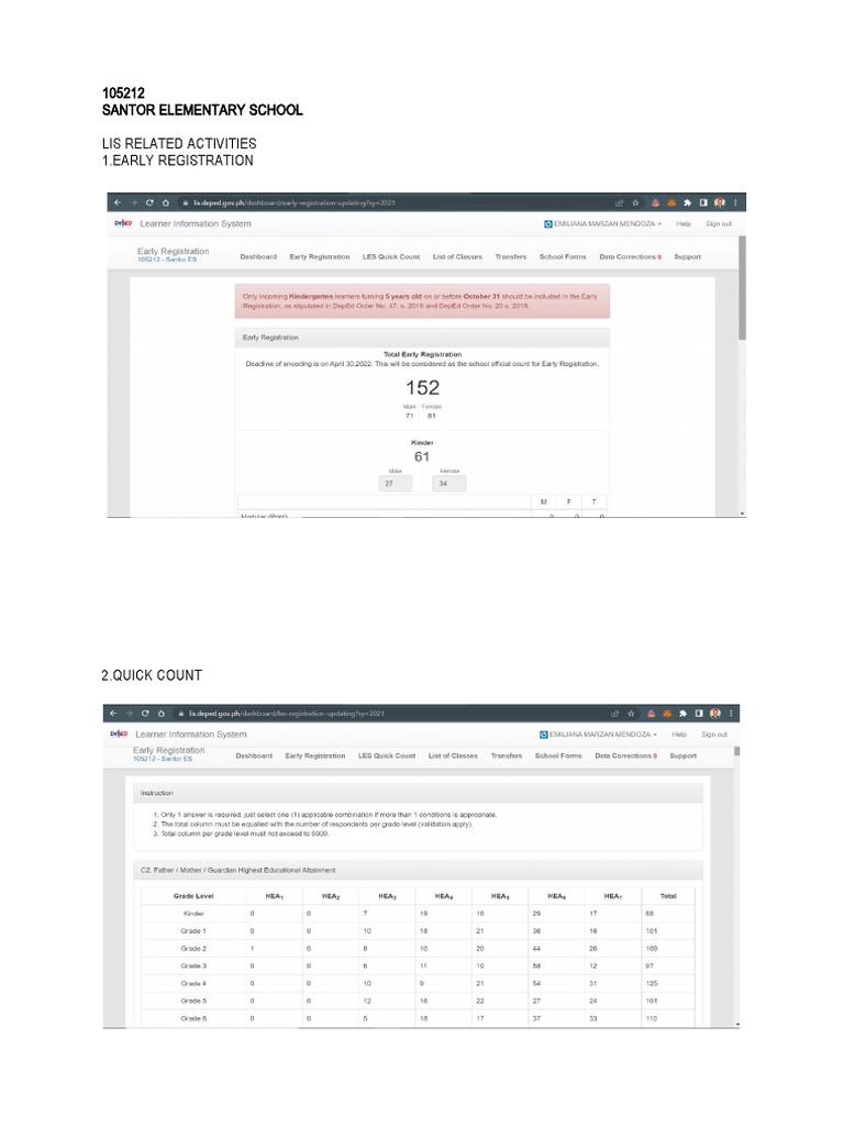 105212-Santor-ES_ACCOMPLISHMENT-REPORT-LIS | PDF