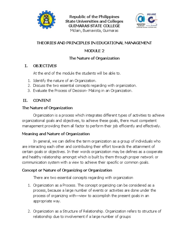 ED 219 - Theories and Principles in Educational Management Module 2 ...