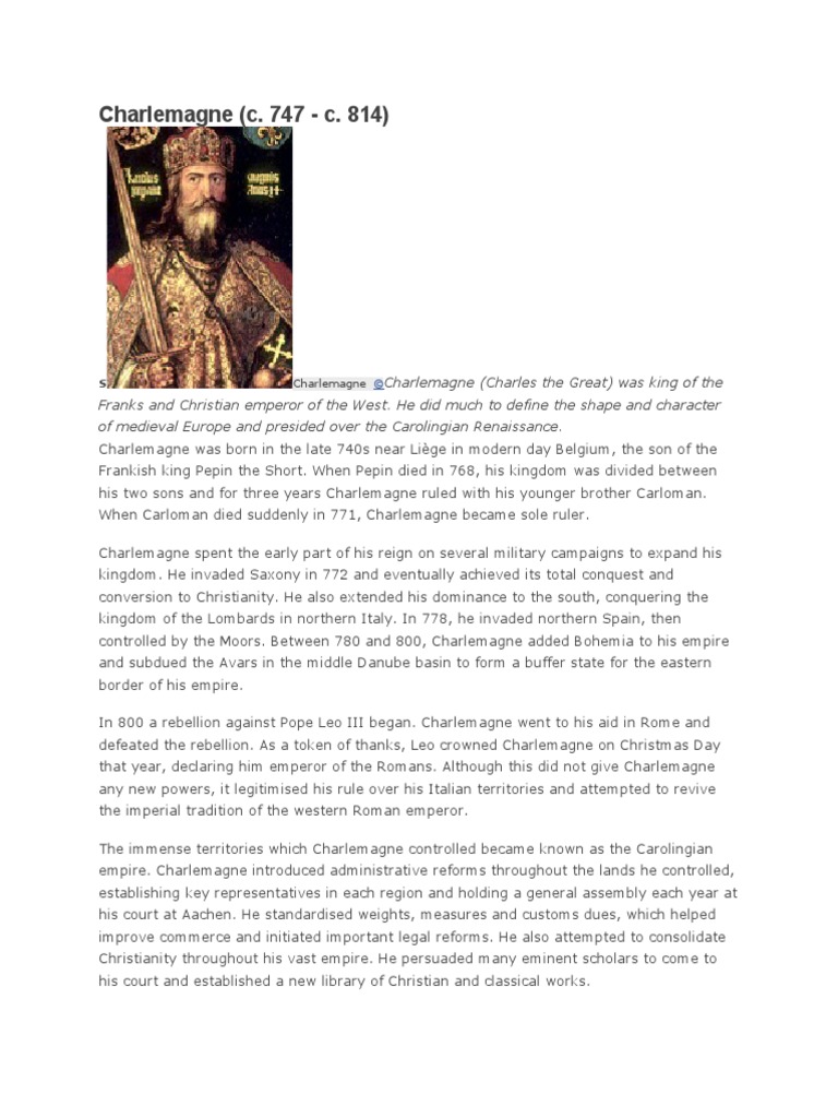 Charlemagne: King and Emperor of the Franks | PDF | Travel | Religion ...