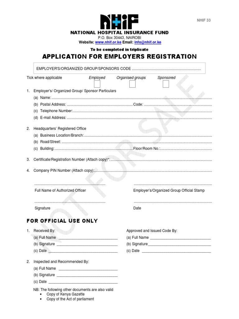 NHIF Employers Application Form | Download Free PDF | Written Communication