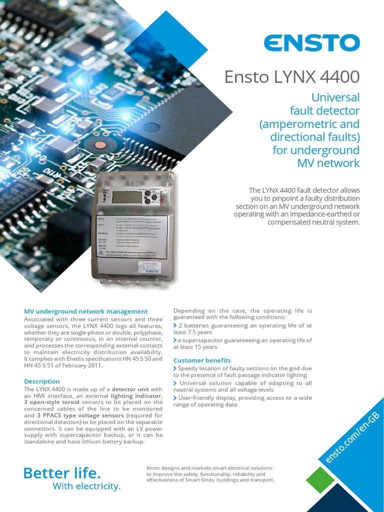 Ensto LYNX 4400: Universal Fault Detector (Amperometric and Directional Faults) For Underground ...