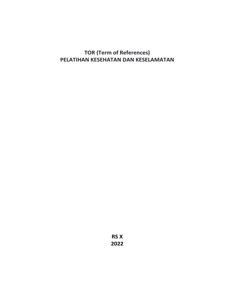 TOR Pelatihan Kesehatan RS X 2022 | PDF | Karier & Perkembangan
