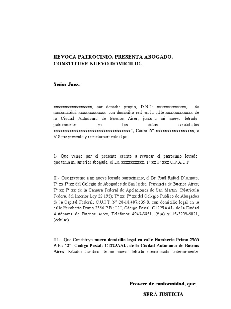 Revoca Patrocinio | PDF