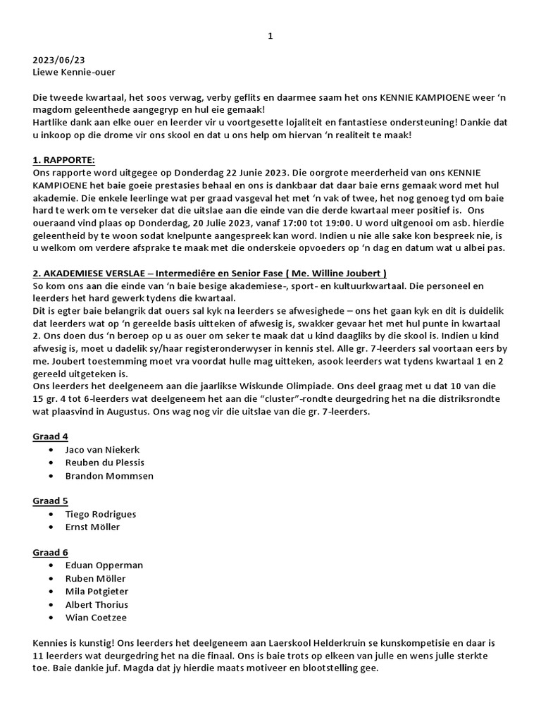 Kwartaalverslag 2de Kwartaal 2023 | PDF