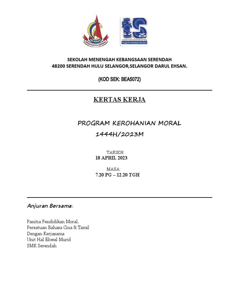 Kertas Kerja Program Kerohanian Moral 2023 | PDF Kertas Kerja Program Kerohanian Moral 2023 | PDF