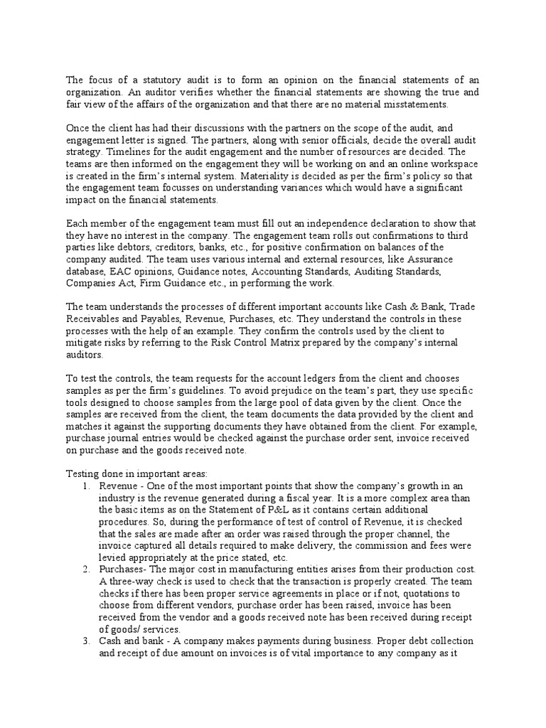Statutory Audit Process Overview | PDF | Audit | Receipt