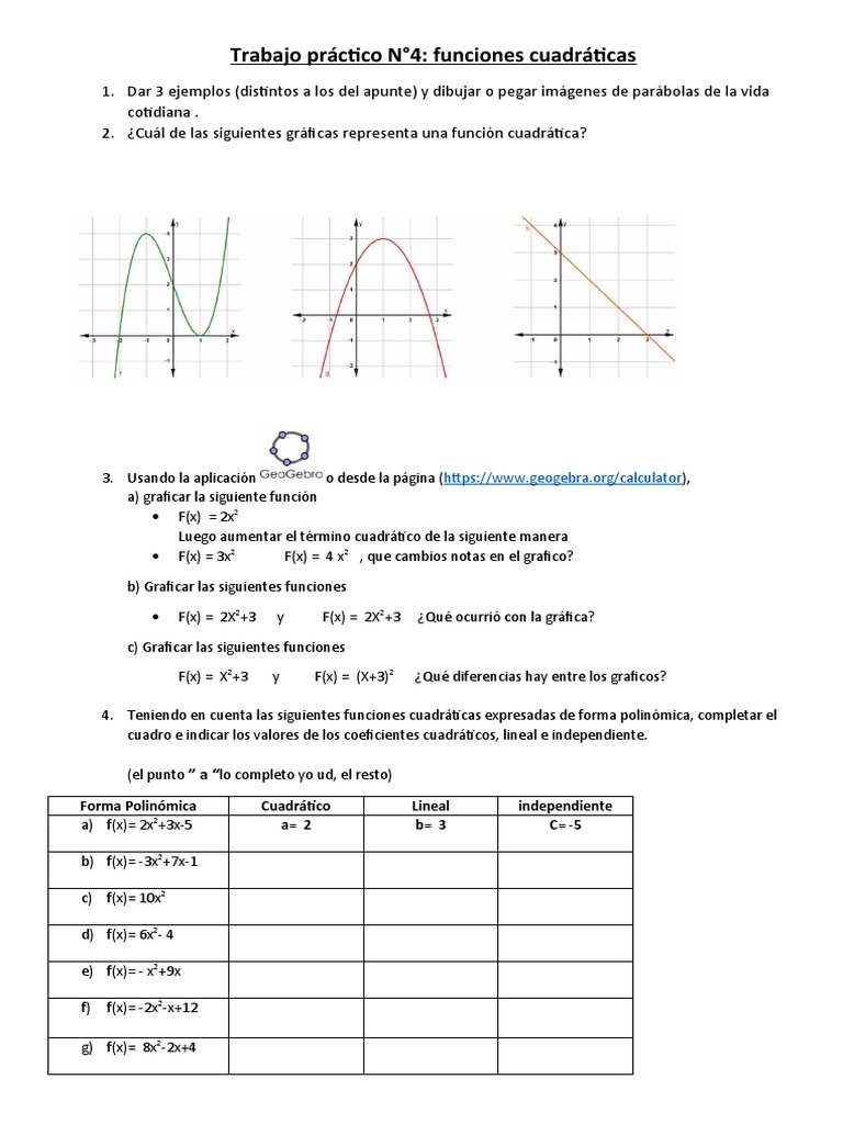 Trabajo Practico N2 Funciones Cuadrtaticas | PDF
